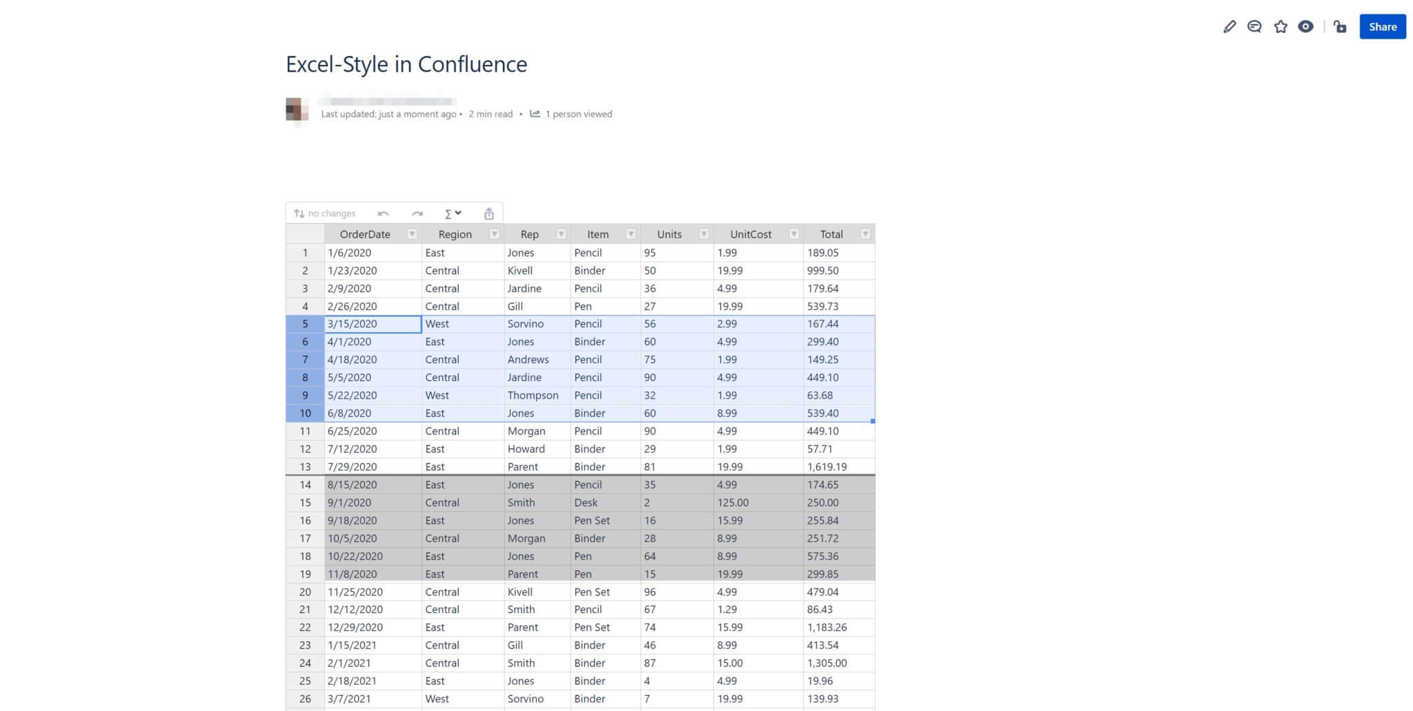 Excel style in Confluence: filter tables, organize columns, calculate ...