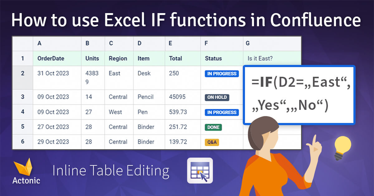How to use Excel IF functions in Confluence - Actonic – Unfolding your potential